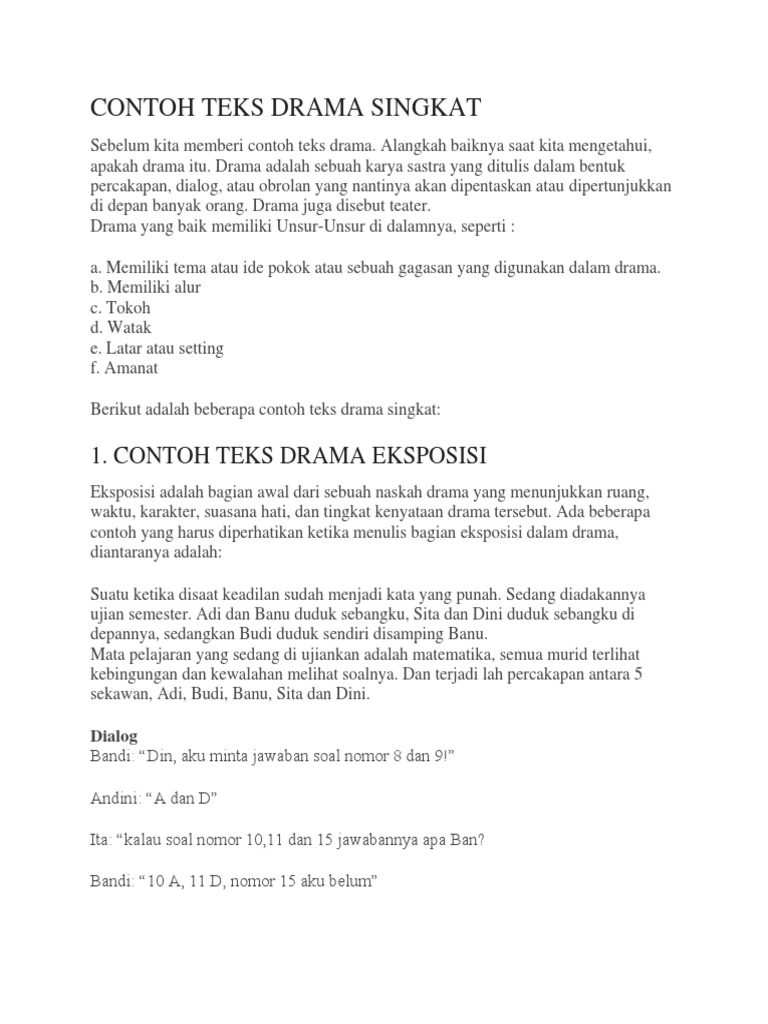 Teks Drama Singkat | PDF