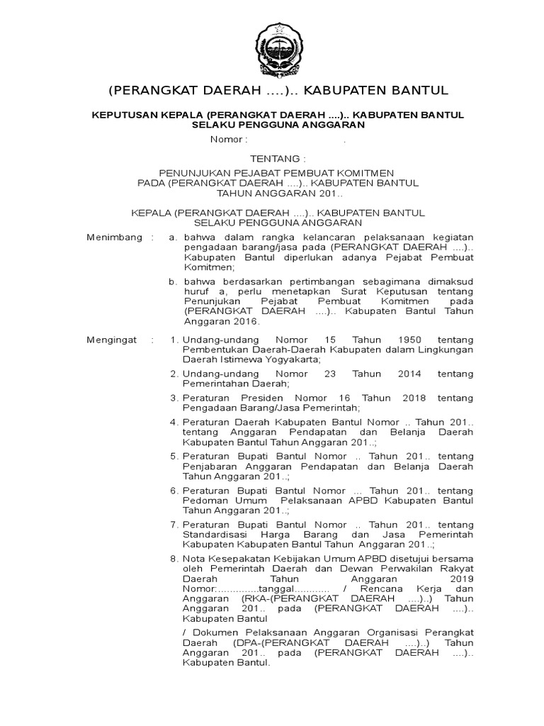 Contoh Surat Keputusan Penunjukkan PPK | PDF