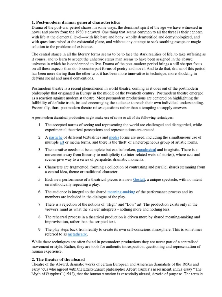 The Theater of The Absurd | PDF | Samuel Beckett | Postmodernism