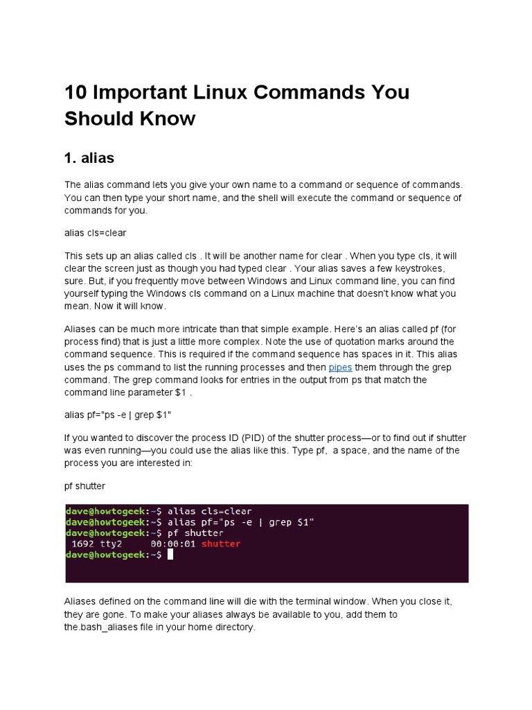10 Important Linux Commands You Should Know PDF | PDF | Text File ...