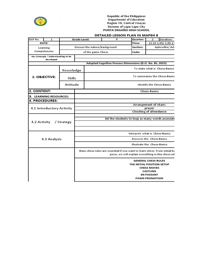 Chess-Basics-Lesson Plan | PDF | Chess | Traditional Board Games