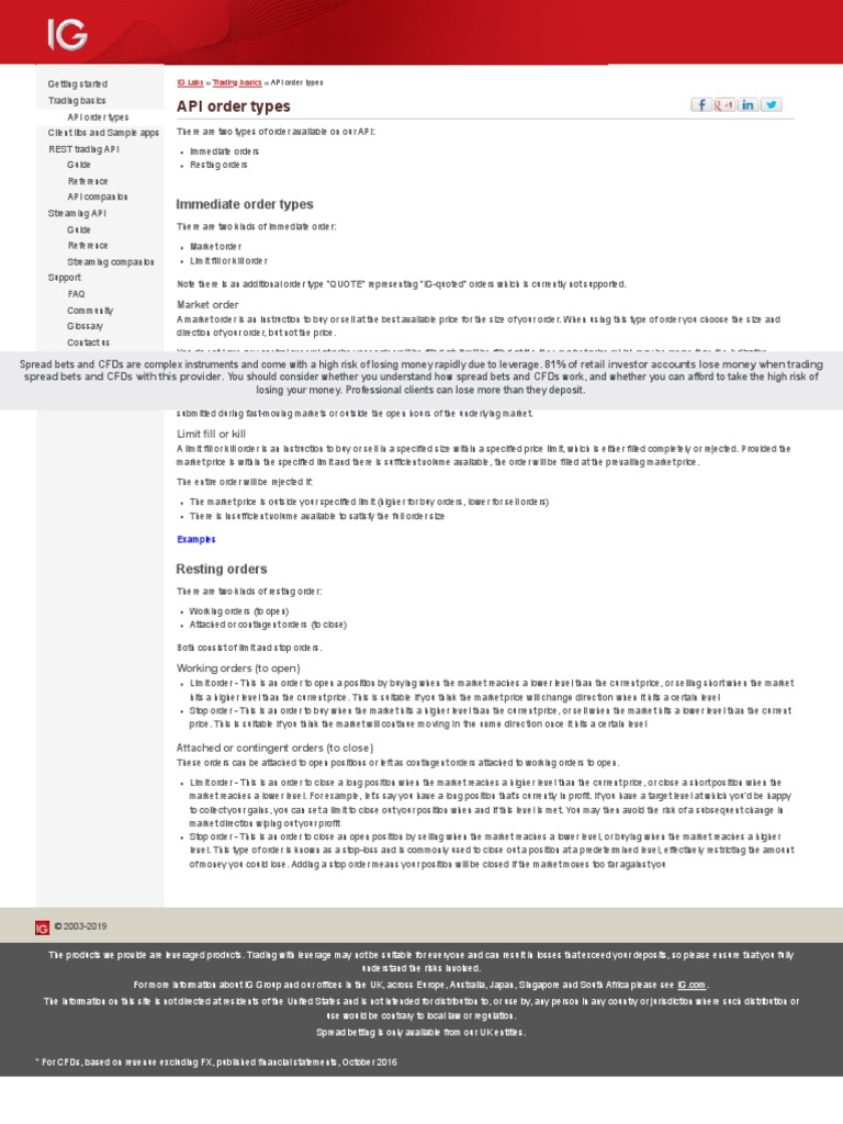 API Order Types - IG Labs PDF | PDF | Order (Exchange) | Equity Securities