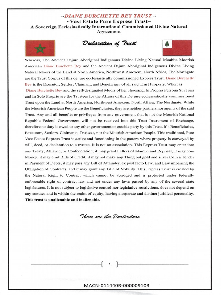 Declaration of Sovereign Trust | PDF