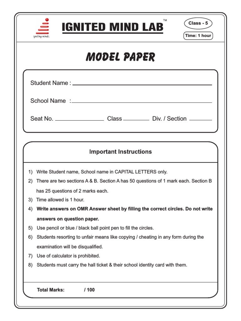 Model Paper 5 PDF | PDF | Numbers | Teaching Mathematics