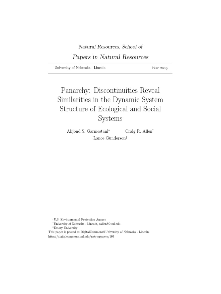 Panarchy - Discontinuities Reveal Similarities in The Dynamic System ...