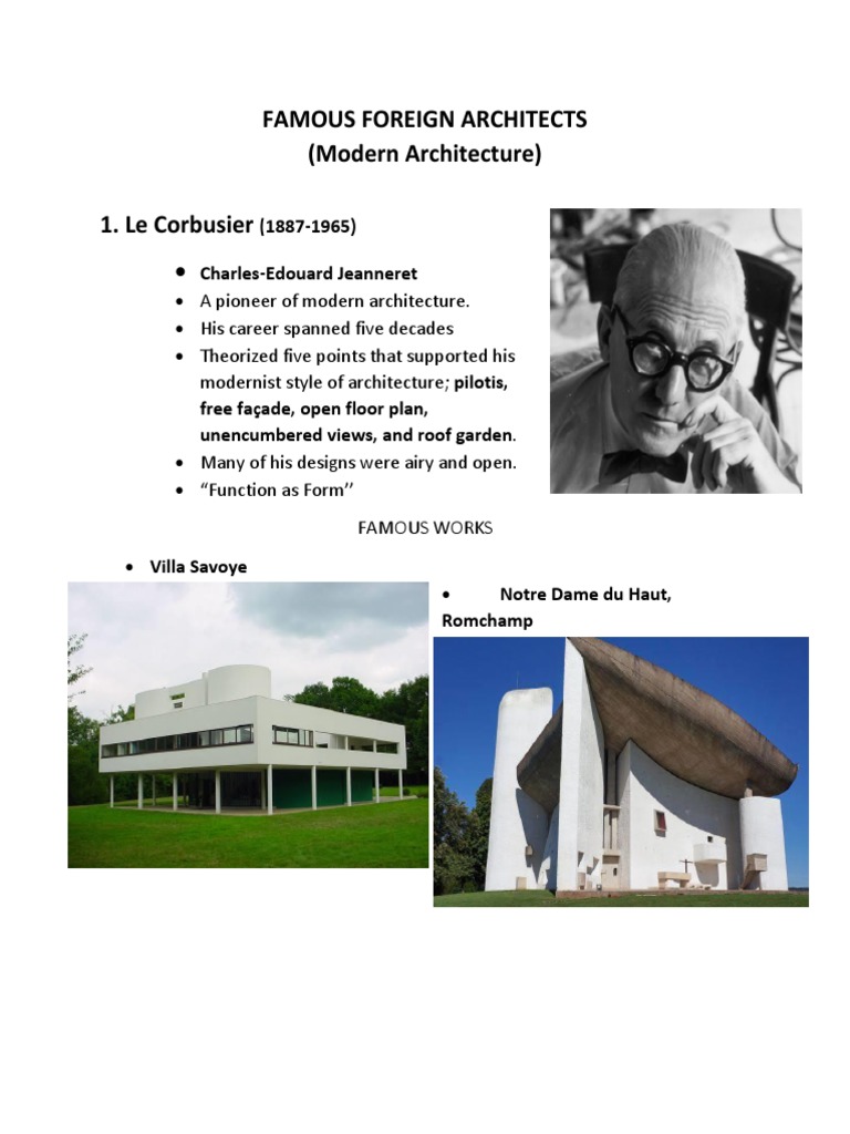 Famous Foreign Architects | PDF | Architectural Design | Architecture