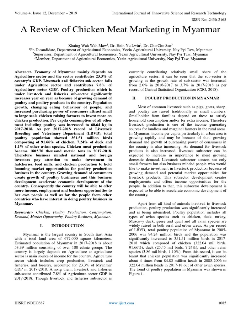 A Review of Chicken Meat Marketing in Myanmar | PDF | Chicken | Poultry ...