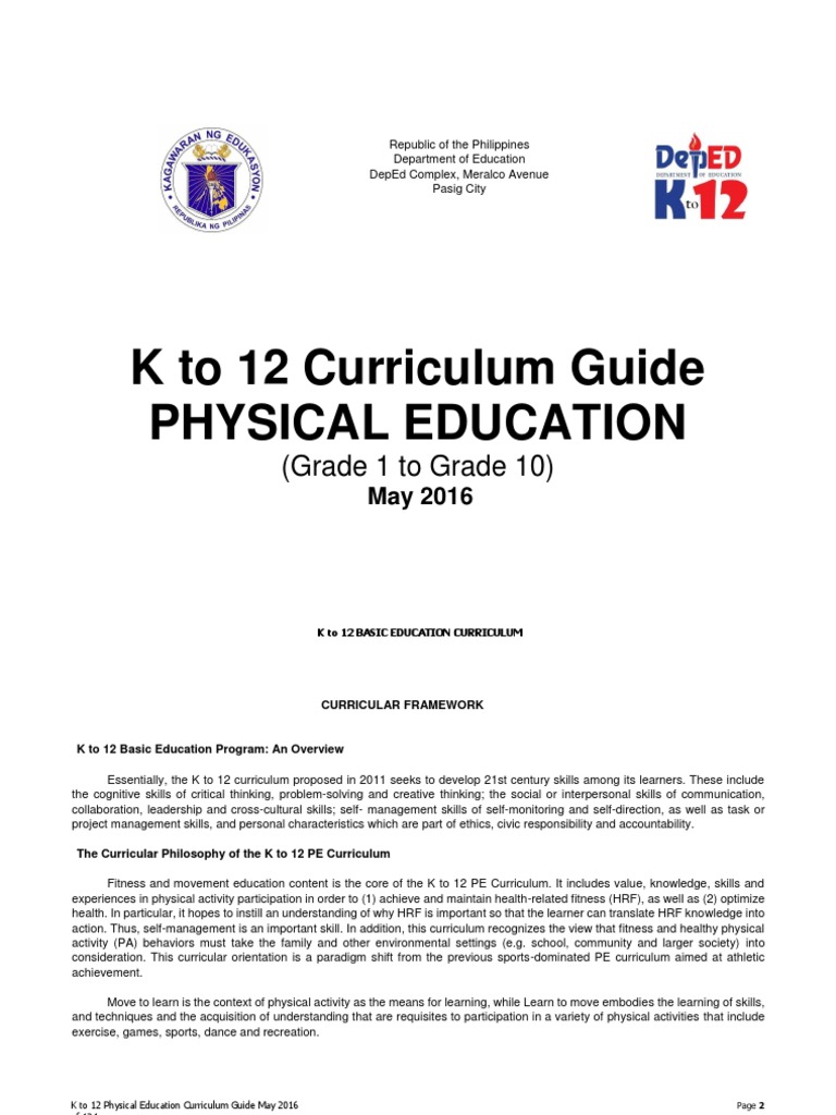 K to 12 Physical Education Guide | PDF | Physical Education | Curriculum