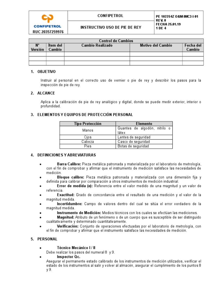 PE 102256Z O - M-IMC3-I-01 Instructivo de Uso de Pie de Rey | PDF ...