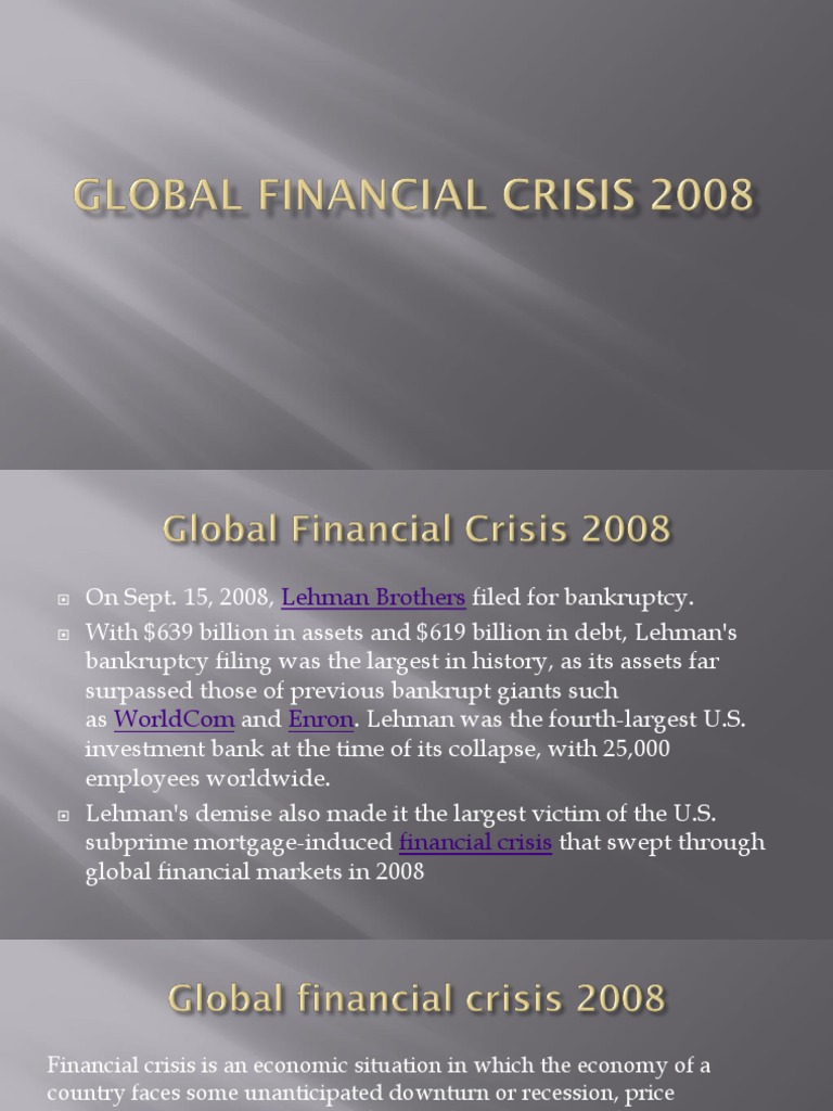 Global Financial Crisis 2008 | PDF | Financial Crisis Of 2007–2008 ...