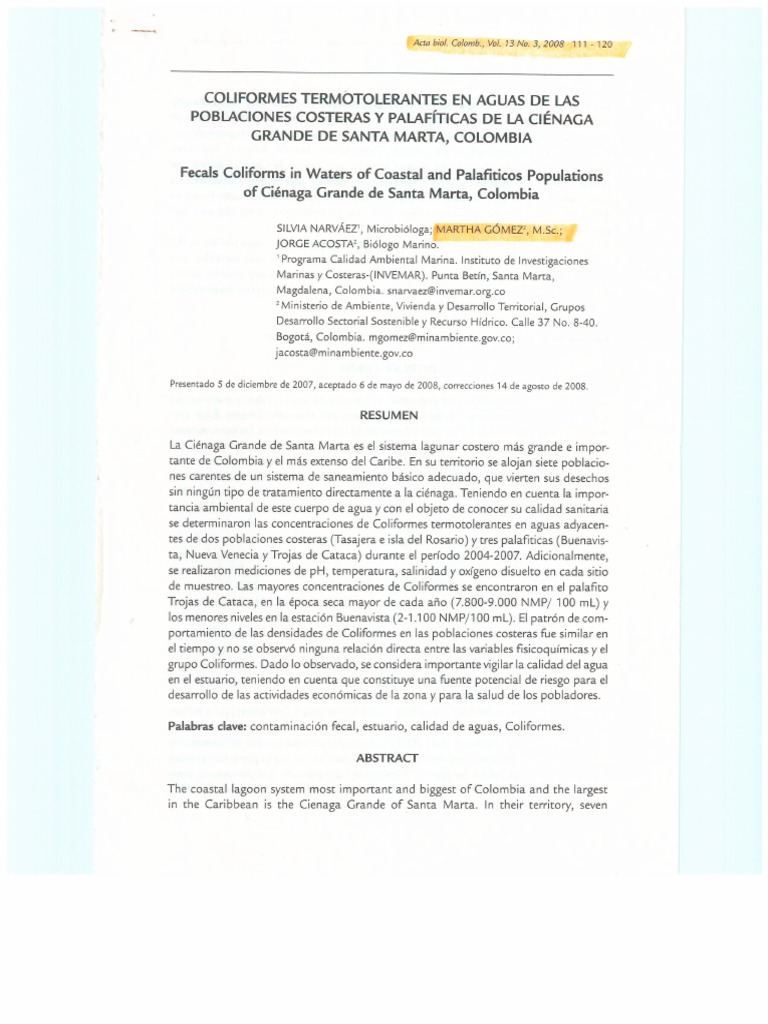 Articulo COliformes Termotolerantes | PDF