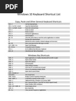 Windows 10 Keyboard Shortcut List PDF | PDF | Windows 10 | Microsoft Windows