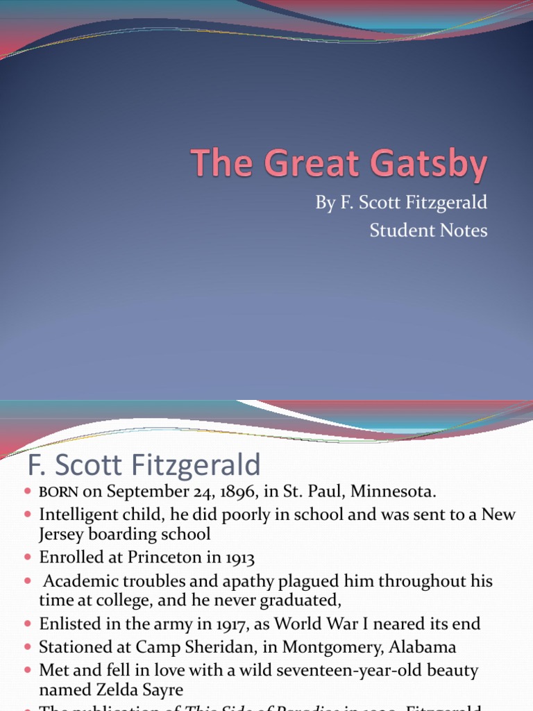The Great Gatsby Study Notes For Students | PDF | The Great Gatsby ...