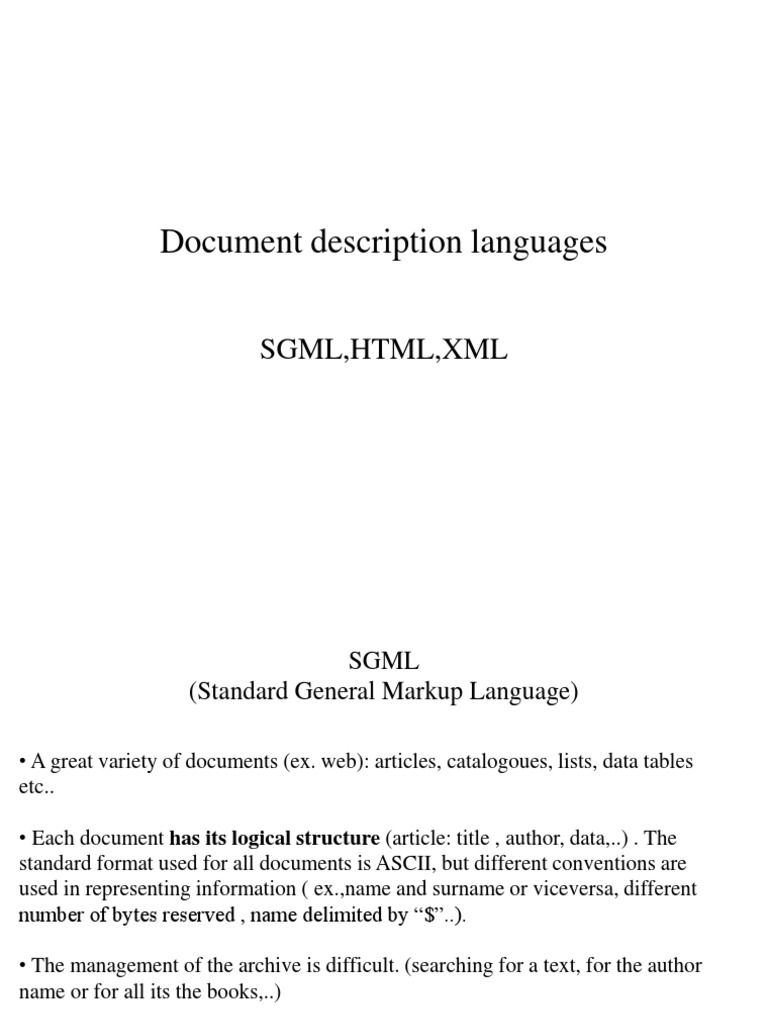 14 SGML, HTML, XML | PDF | Html Element | Markup Language
