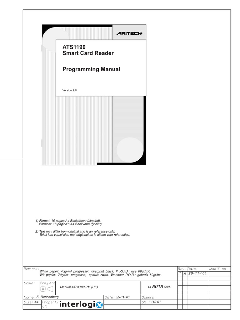 ATS-1192 - Manual de Programare | PDF | Smart Card | Computing