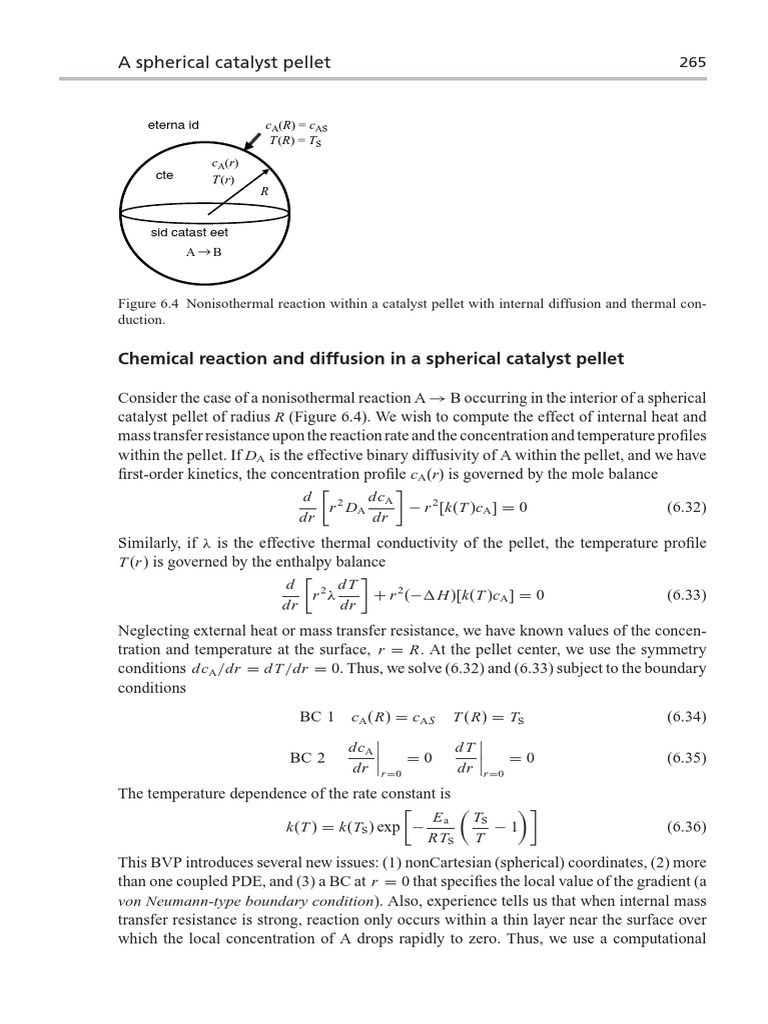 Spherical Catalyst Pellet Dynamics | PDF | Diffusion | Reaction Rate