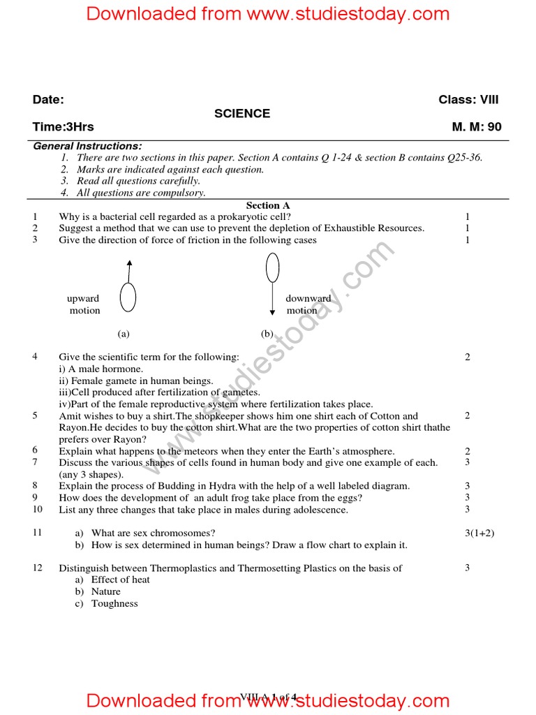 CBSE Class 8 Science Sample Paper Set B PDF | PDF | British Raj | Rock ...