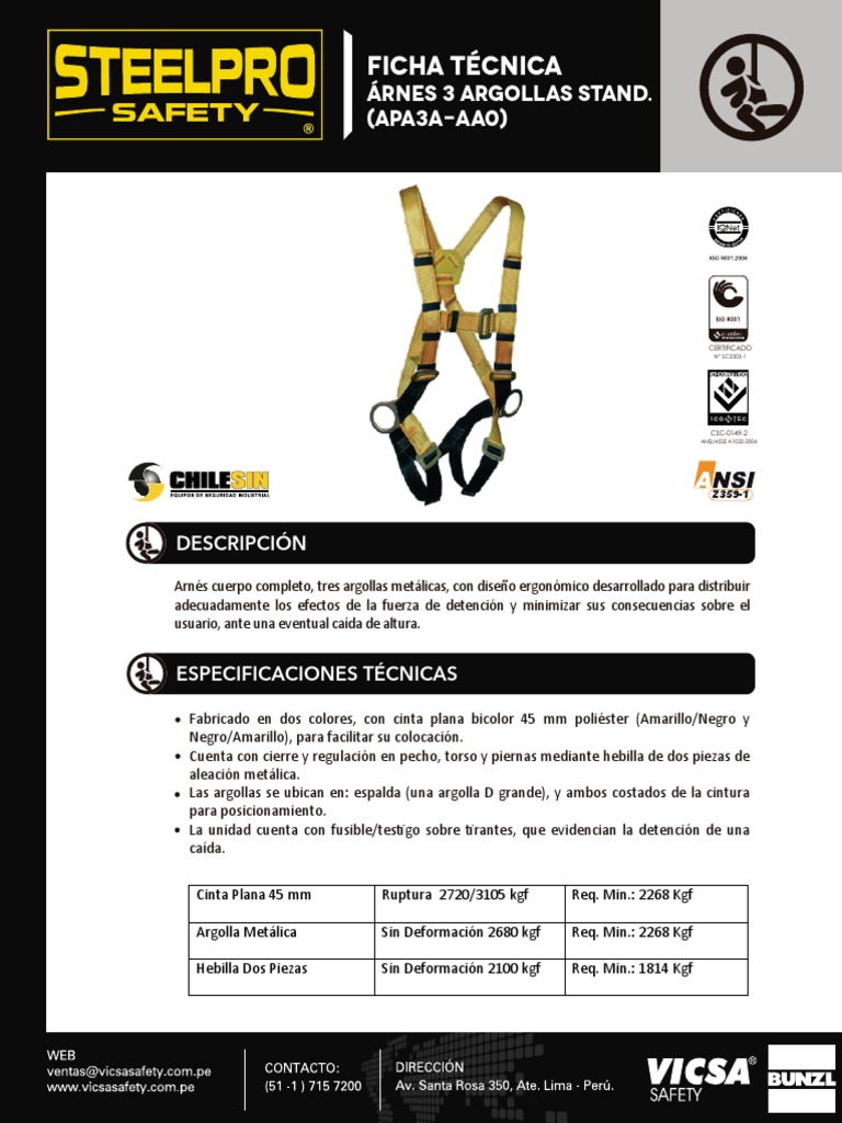 Arnés 3 Argollas Estandar (APA3A-AA0) STEELPRO Ficha Técnica | PDF ...