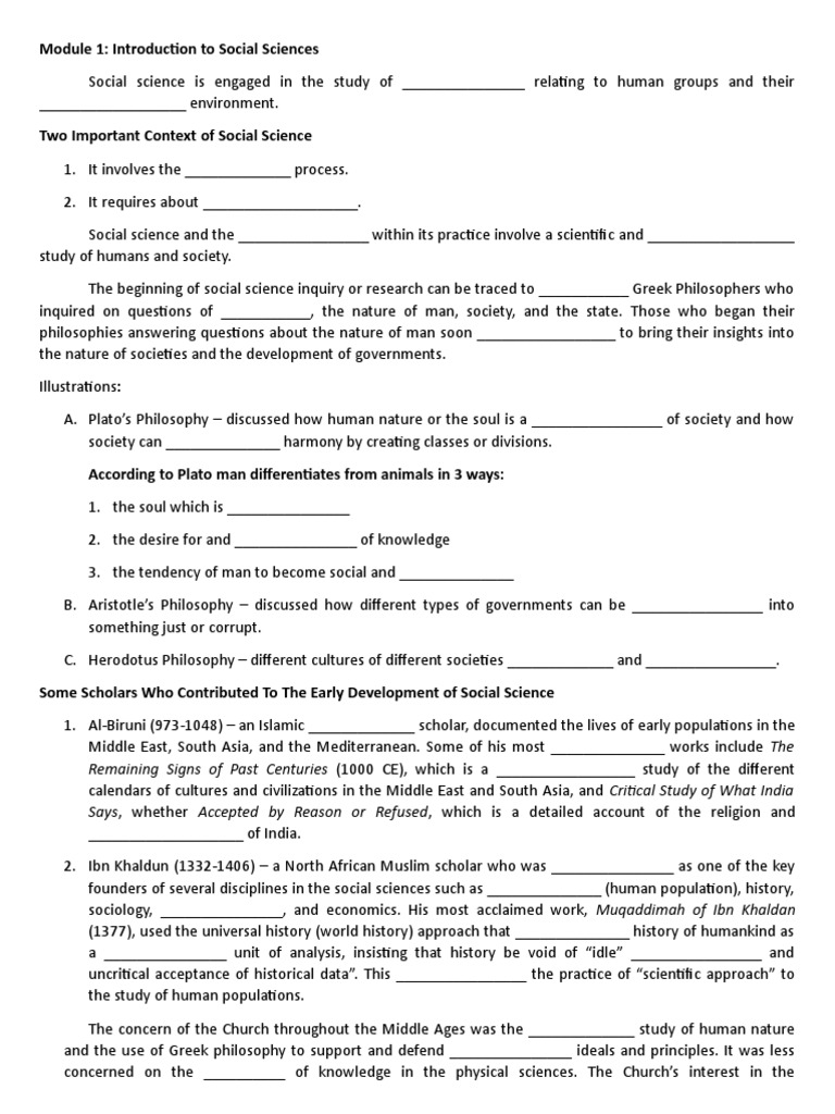 Introduction to Social Sciences Module | PDF | Positivism | Geography