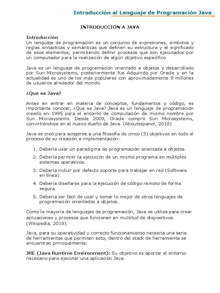 Introducción A Java PDF | PDF | Tipo de datos | Java (lenguaje de programación)