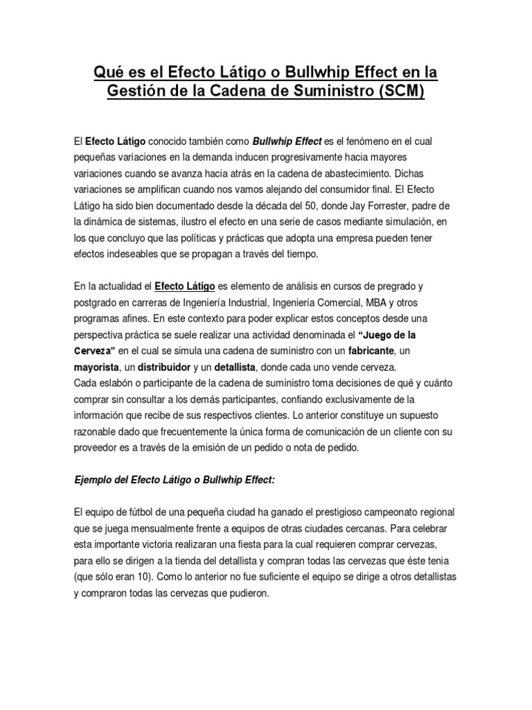 Efecto Látigo o Bullwhip Effect en La CA | PDF | Economias | Business