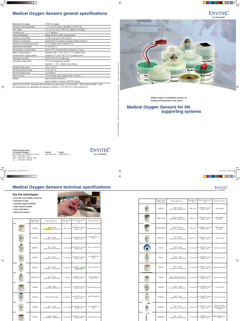 Envitec Catalogo Cell Oxygen PDF | PDF | Humidity | Electrical Connector