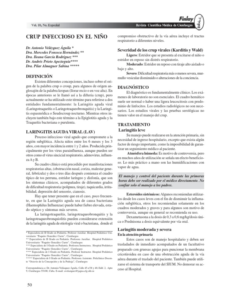 Crup Infeccioso en El Nino | PDF | Inmunología | Medicina CLINICA