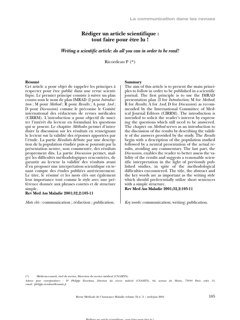 Rediger Article Scientifique | PDF | Dé | Publication académique