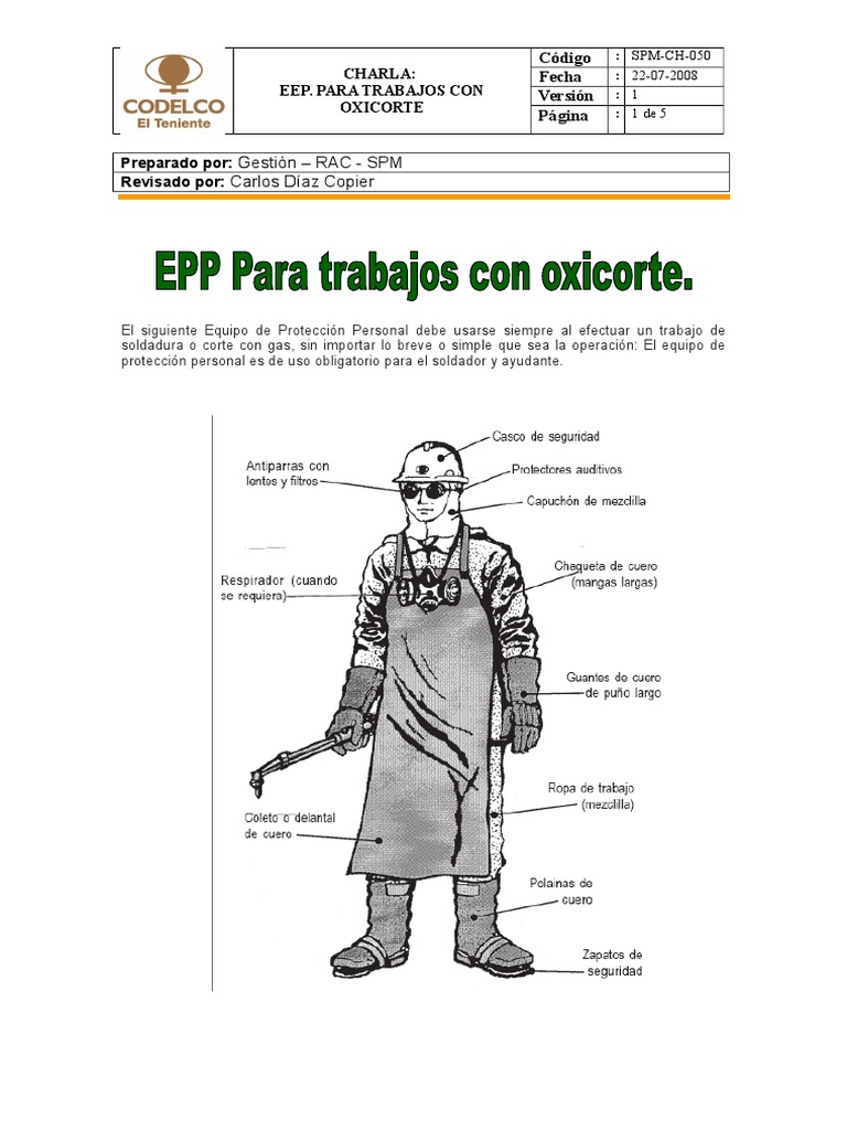 040 Epp para Trabajo Soldaduras y Oxicortes | PDF | Soldadura ...