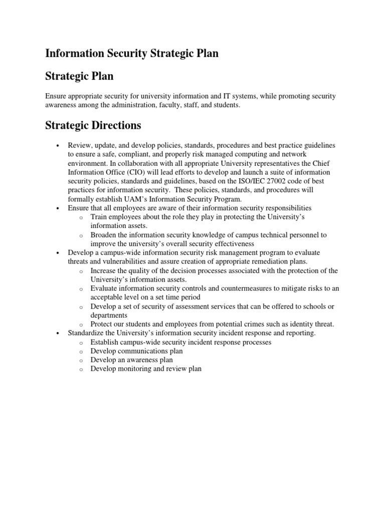 Information Security Strategic Plan | PDF