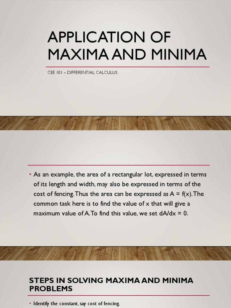 Application of Maxima and Minima | PDF | Maxima And Minima ...