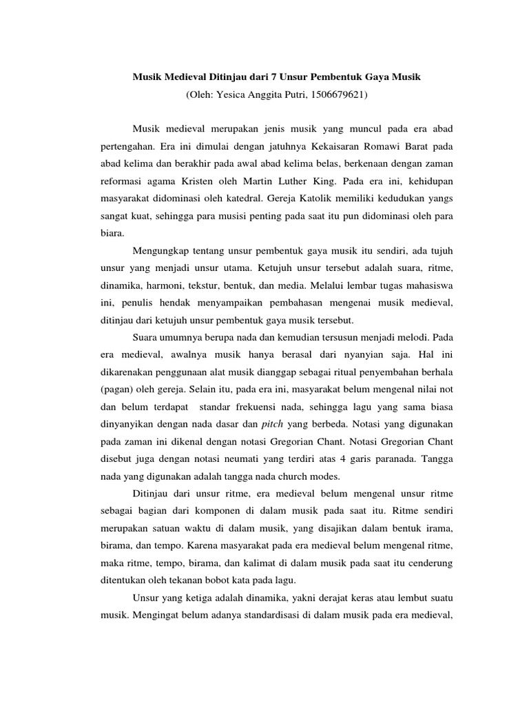 Unsur Musik Medieval: Analisis Mendalam | PDF | Seni