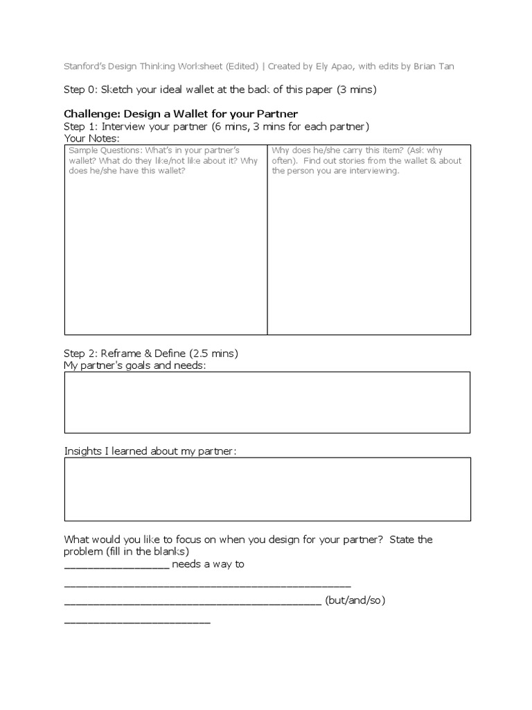Design Thinking Worksheet | PDF