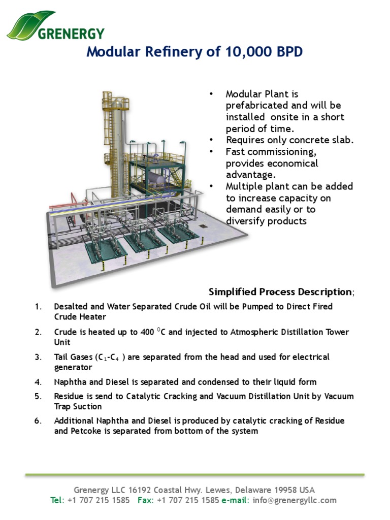 Modular Refinery 10000 Offer PDF | PDF | Oil Refinery | Pipe (Fluid ...