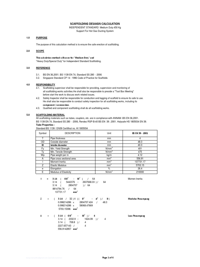 Scaffolding Load Calculation Method | PDF | Scaffolding | Building Engineering