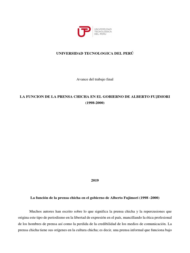 Prensa Chicha y Fujimori: Impacto Ético | PDF | Medios de comunicación ...