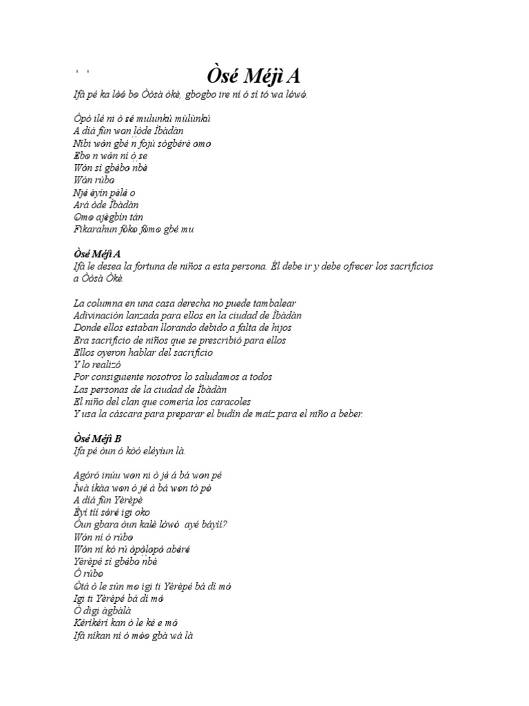 15 Odu de Ose | PDF | Religión étnica | Santeria