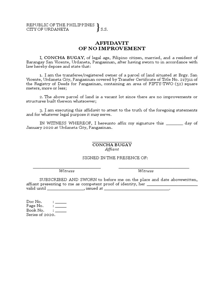 Affidavit of No Improvement | PDF