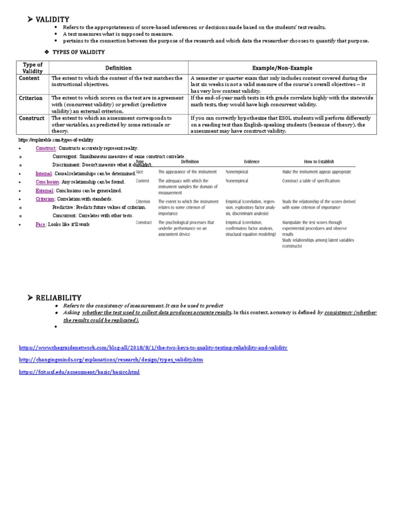 Validity and Reliability | PDF | Validity (Statistics) | Educational Assessment