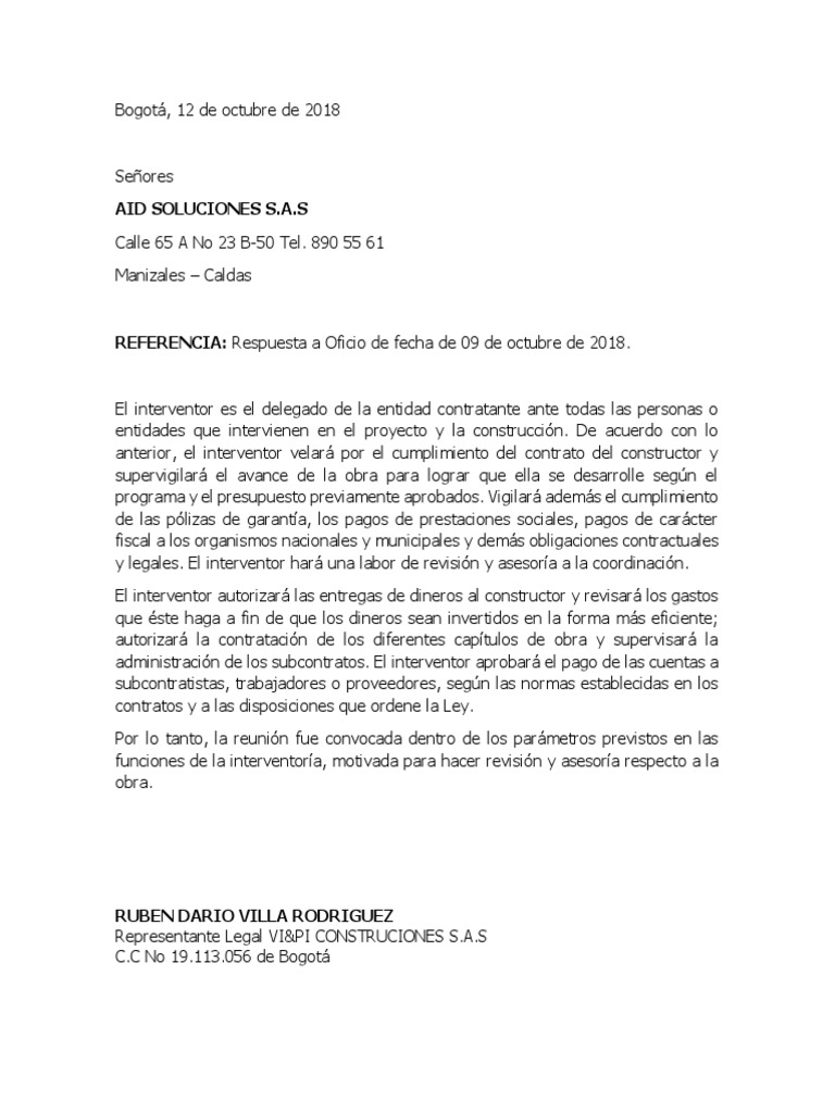 Oficio Interventoria | PDF