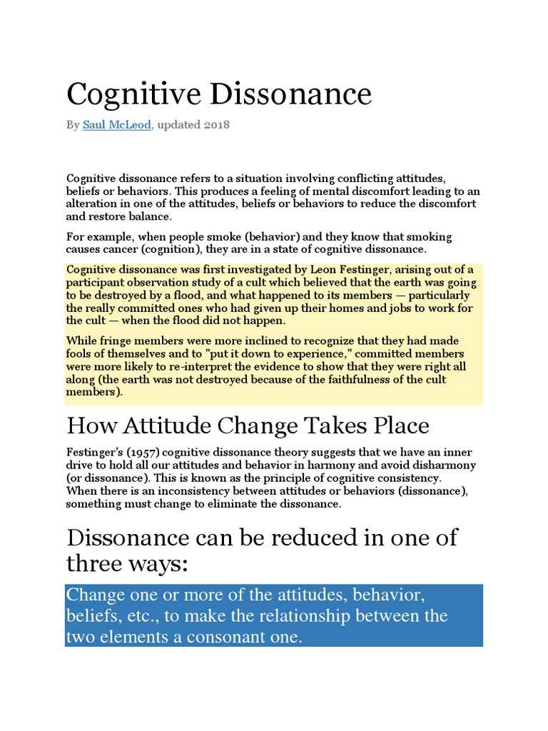 Cognitive Dissonance | PDF | Attitude (Psychology) | Epistemology