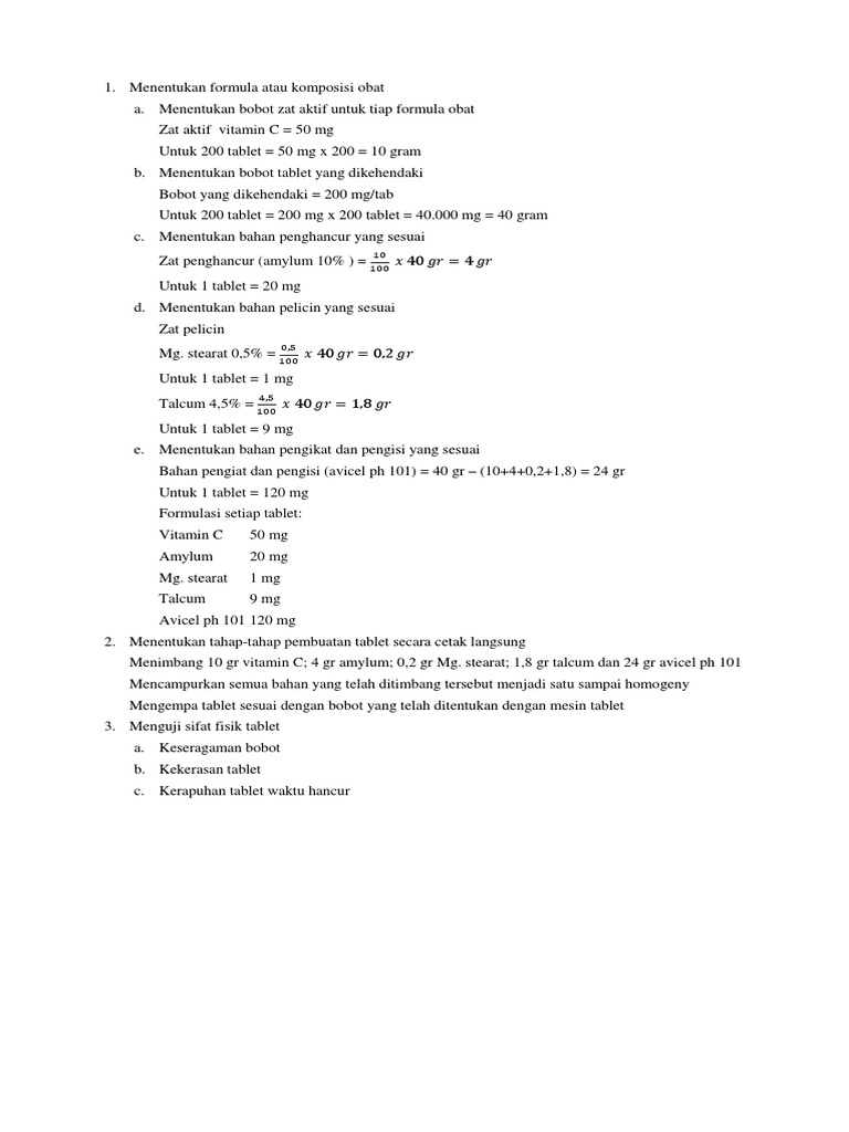 Menentukan Formula Atau Komposisi Obat (Bahan | PDF