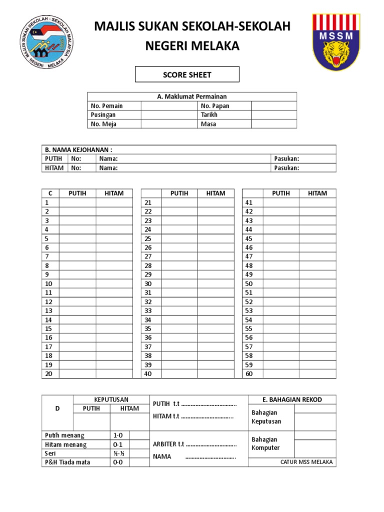 Contoh Scoresheet | PDF