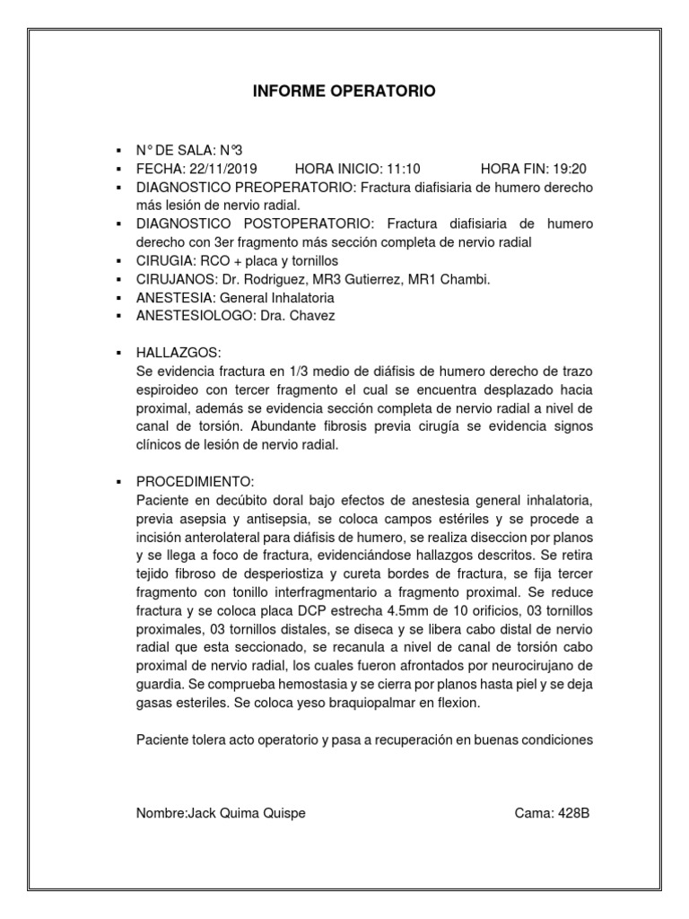 INFORME OPERATORIO 428b 1 | PDF