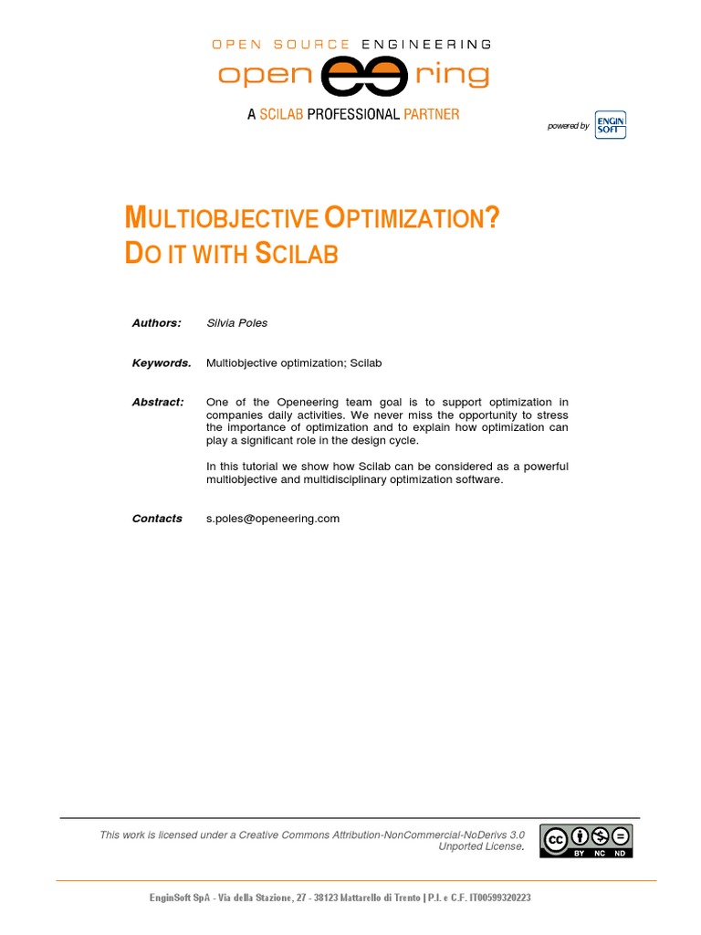 Multiobjective Optimization Scilab PDF | PDF | Mathematical Optimization | Genetic Algorithm