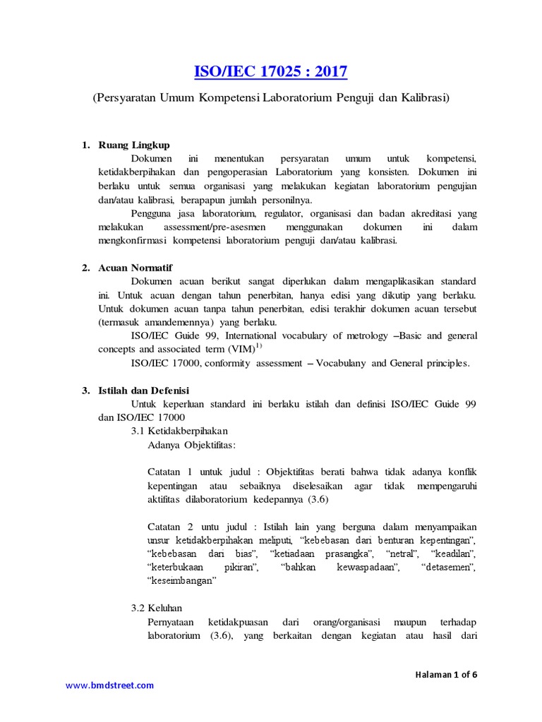 SNI ISO 17025 2017 Bahasa Indonesia PDF | PDF