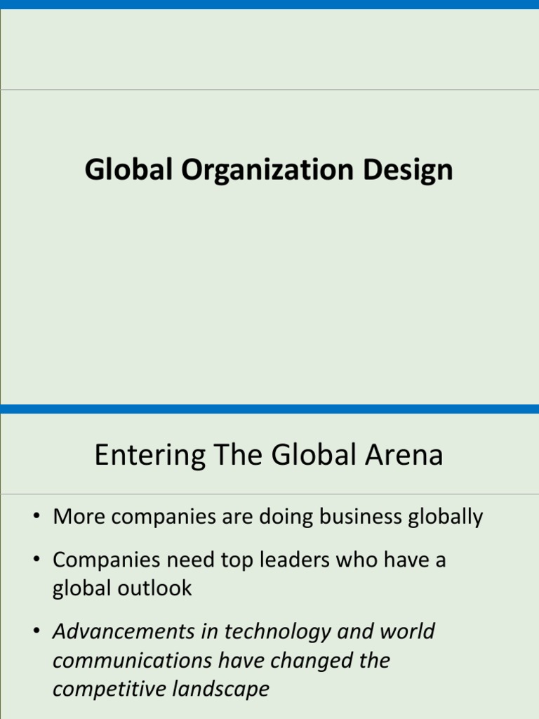 Global Organization Design Strategies | PDF | Multinational Corporation ...