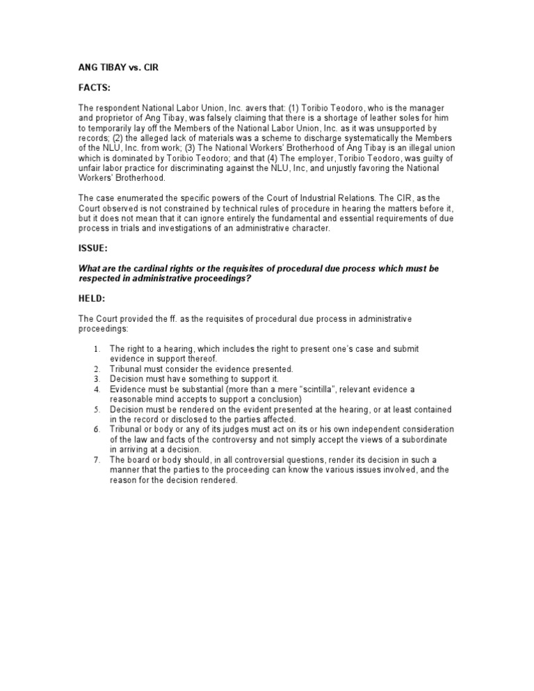 Ang Tibay vs. Cir | PDF