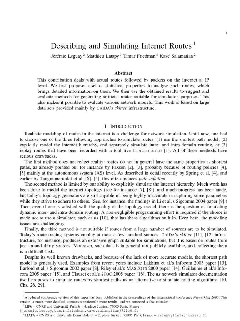 Describing and Simulating Routes On The Internet | PDF | Ip Address ...