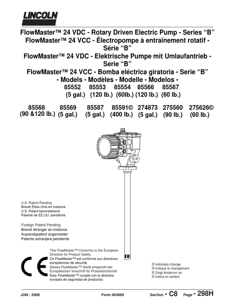 FlowMasterElectricPump Models85552etc C8 298H PDF | PDF | Motor Oil | Pump